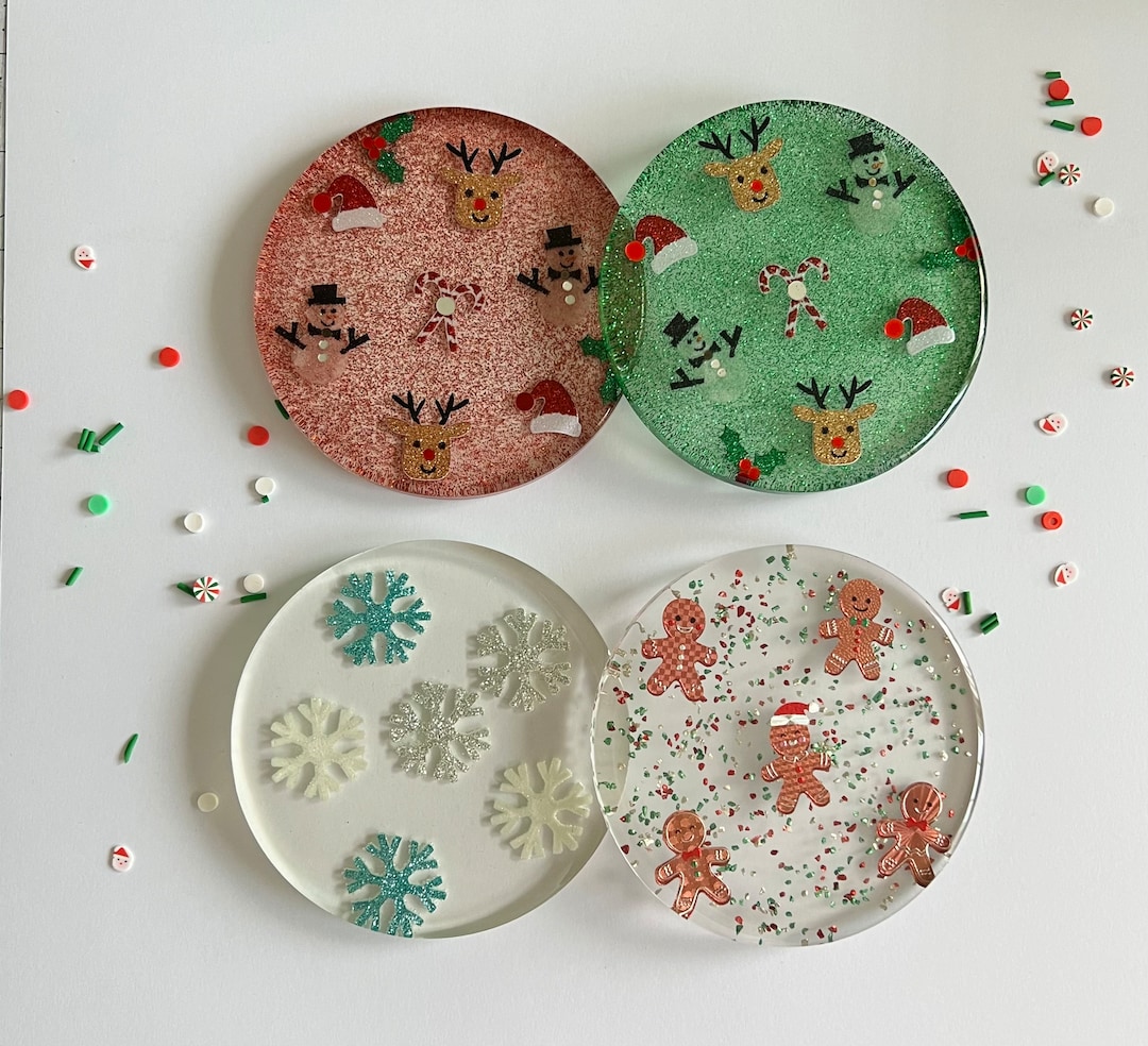 Christmas Themed Resin Coasters - Etsy