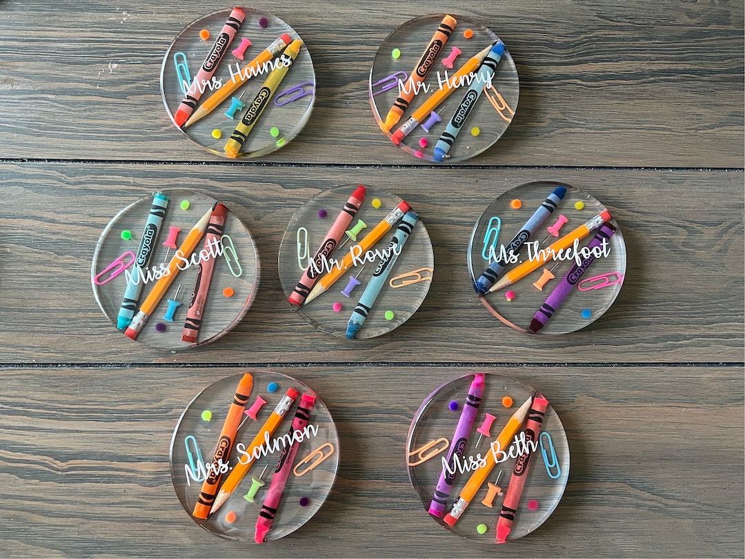 Crayon and Office Supply Resin Coasters - Etsy