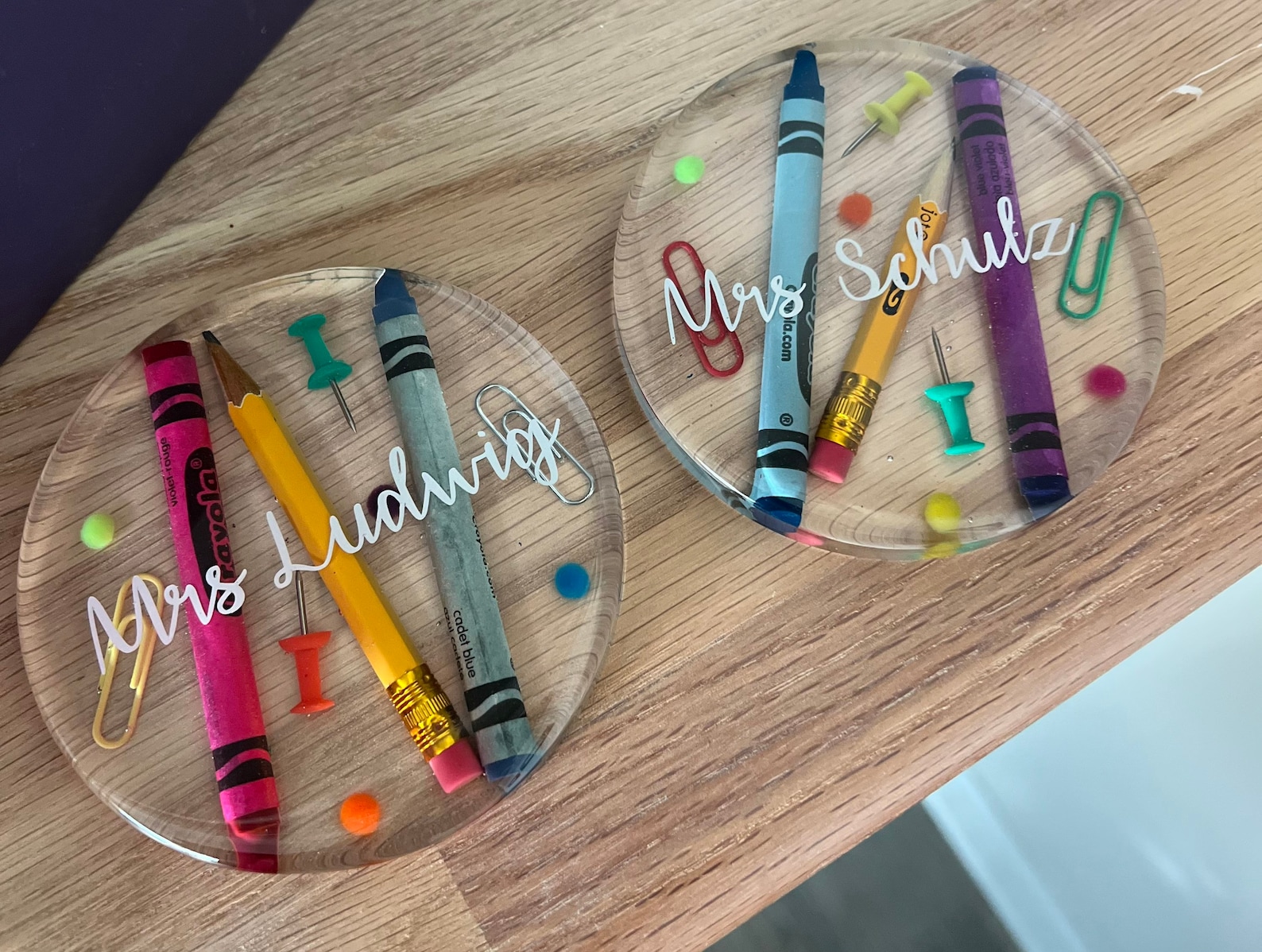 Crayon and Office Supply Resin Coasters - Etsy
