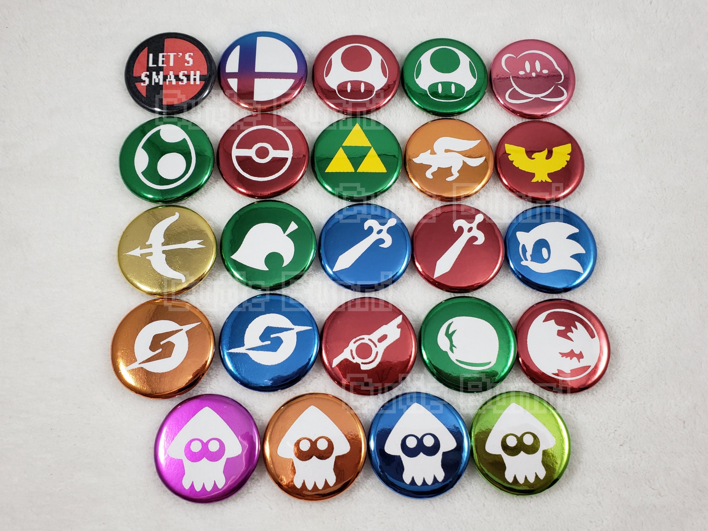 Nintendo / Smash Bros Metallic Button Pin | Etsy