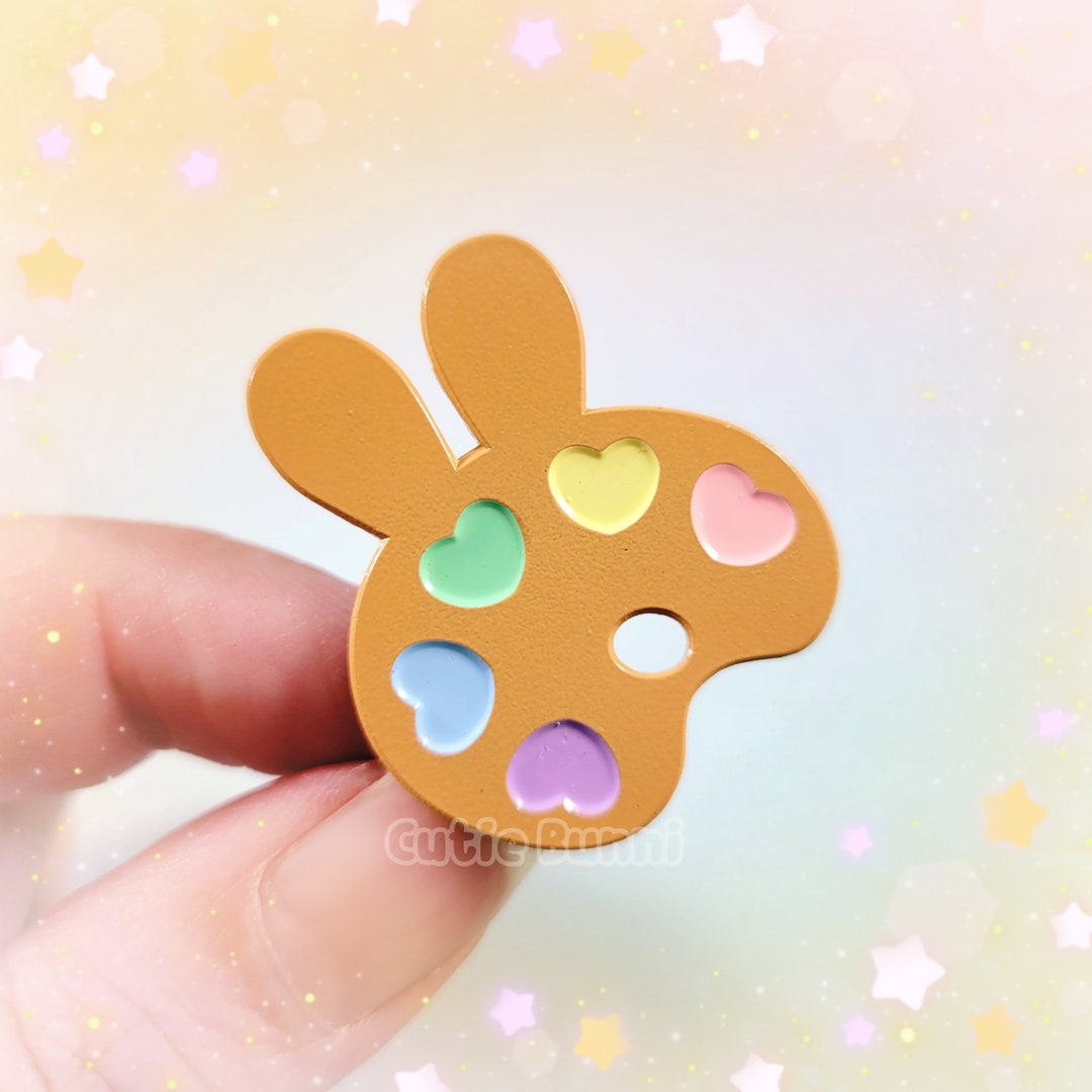 Bunny Palette Enamel Pin | Kawaii Cute Rabbit Gift for Artist - Etsy