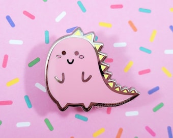 Pink Dino Enamel Pin - Etsy