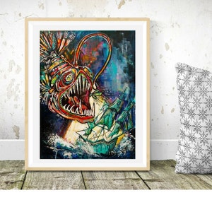 The Truth About Bermuda - Colorful Angler Fish Ocean Art Print (shelby ...