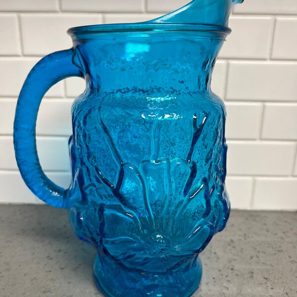 Blue Flower Pitcher - Etsy