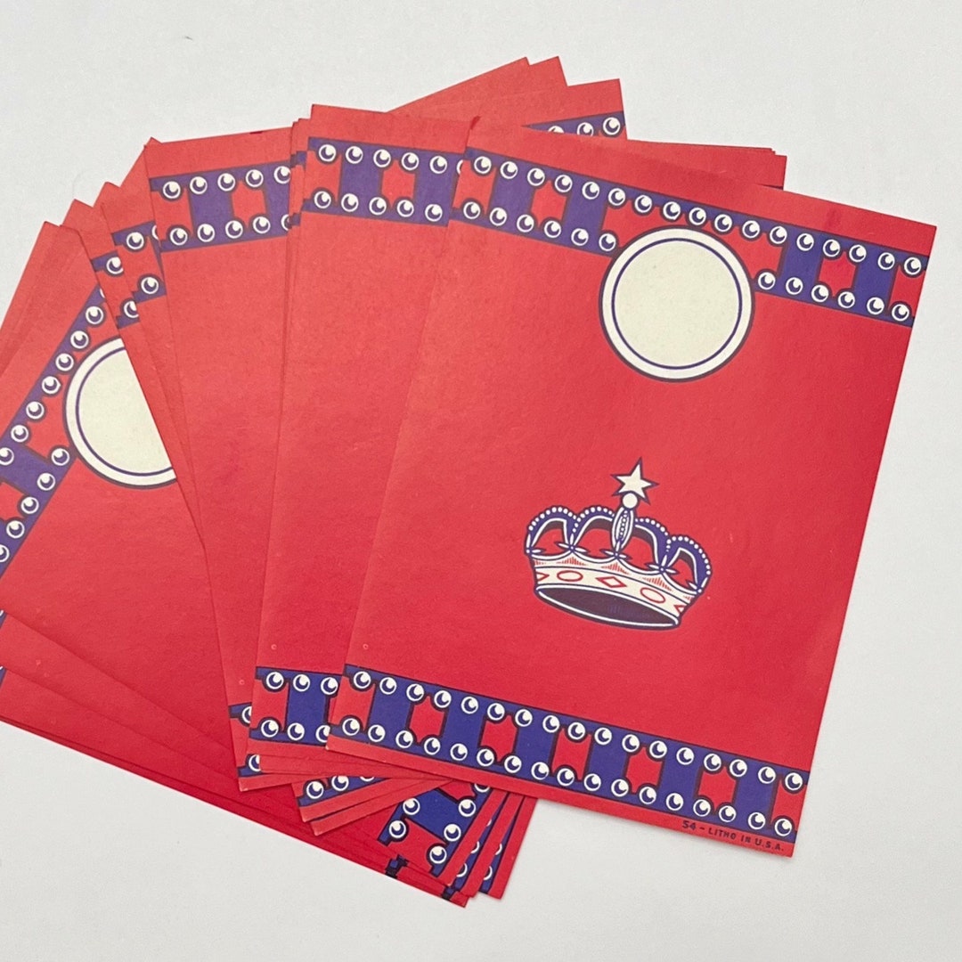 Set of 6 Vintage Broom Labels With Crowns. Red. Blue. Junk Journal ...