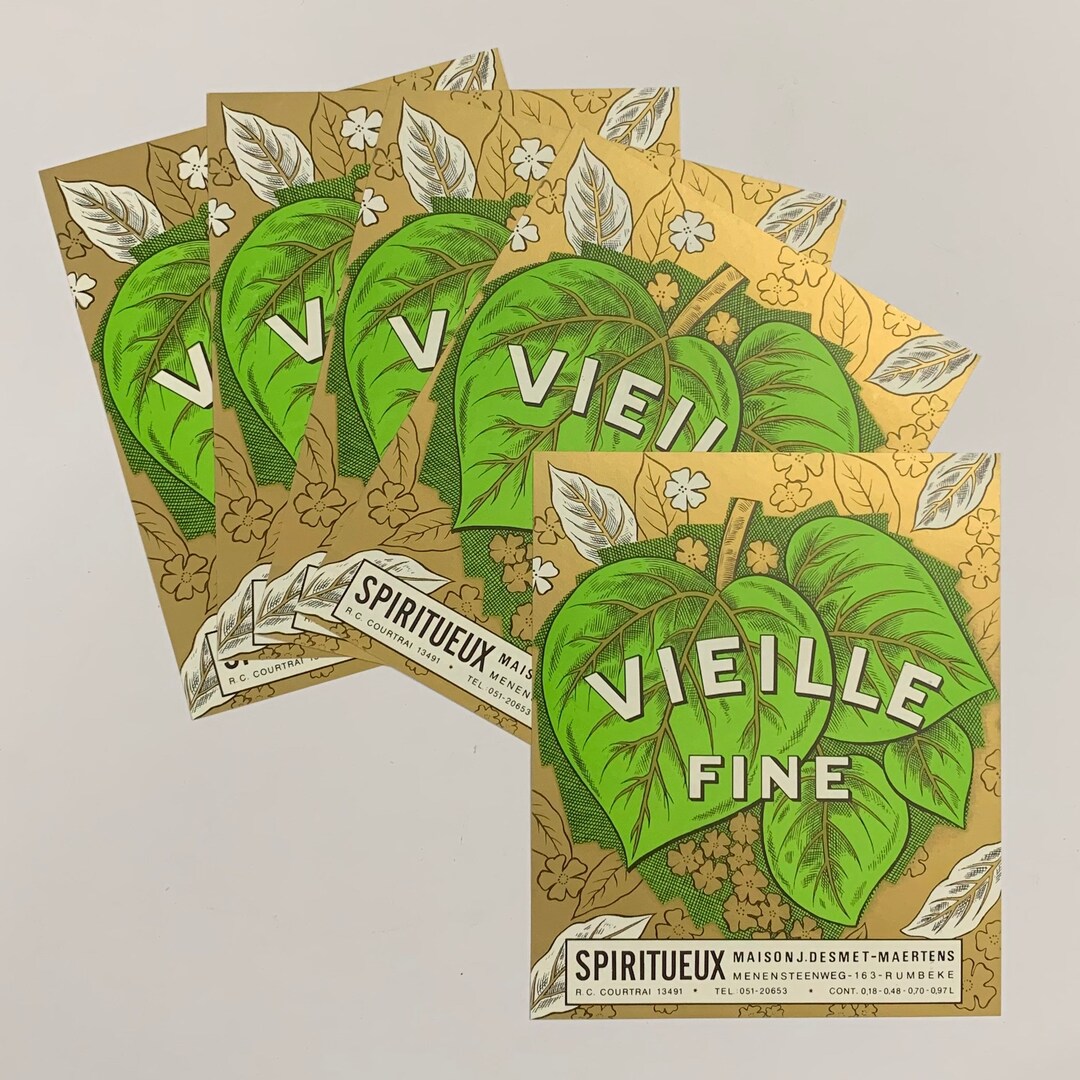 Set of 5 Beautiful Green and Gold Wine Labels. NOS. Junk Journal Supply ...