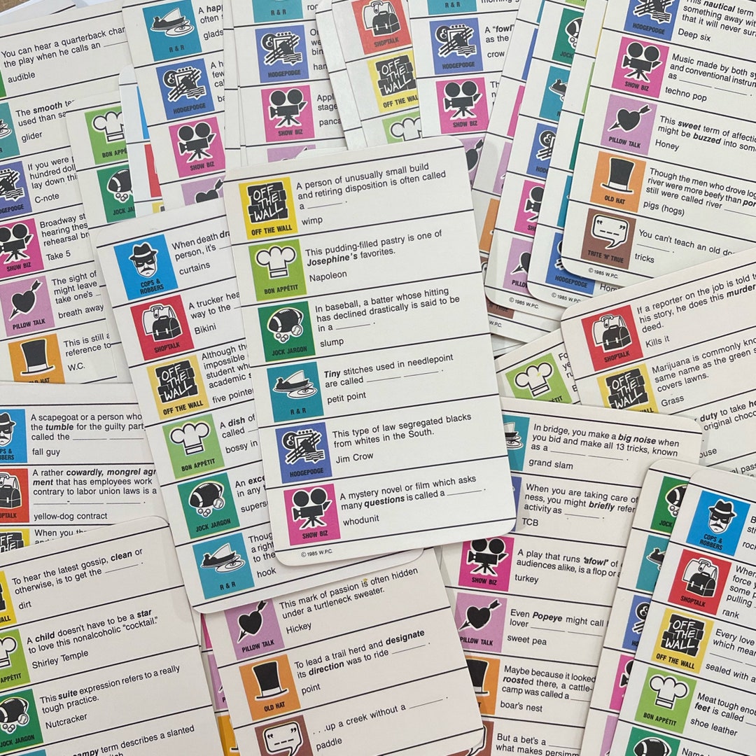 Set of 8 Lingo Game Cards. Trivia Game. Word Game Junk Journal Supply ...