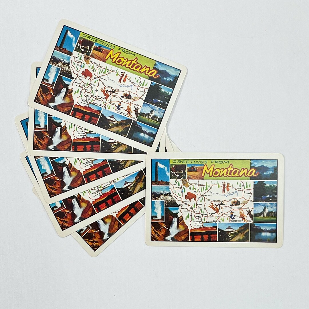 Set of 6 Vintage Playing Cards Featuring Montana. Vacation. Travel ...