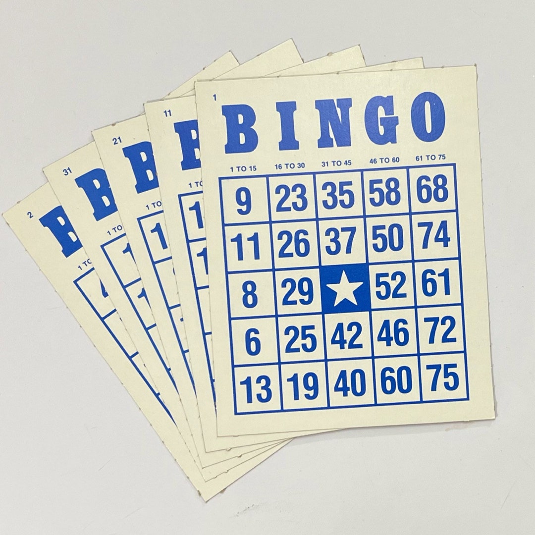 Set of Five, Pretty Blue Bingo Cards. Banner Cards. Display Card. Junk ...