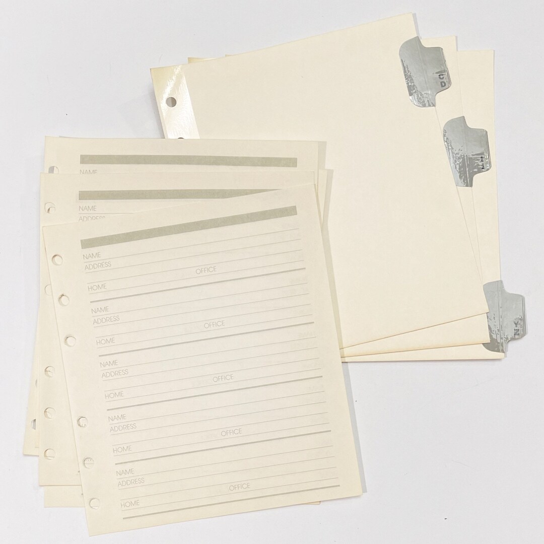 Set of Eight Vintage Address Book Pages. Dividers. NOS. Gray. Junk ...