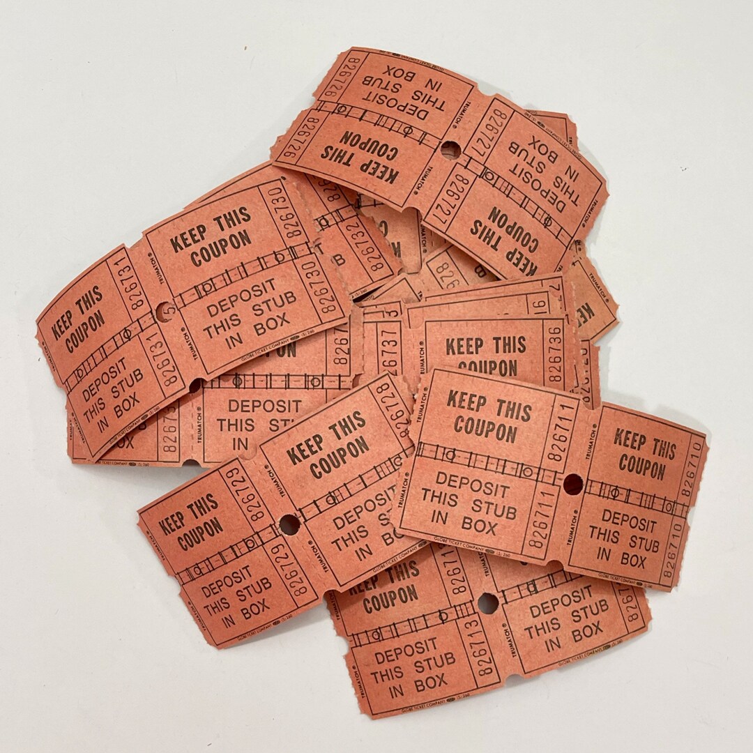 Set of 10 Double Tickets. Salmon. Vintage Tickets. NOS. Junk Journal ...