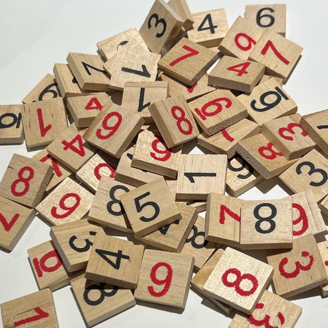 Set of 16 Vintage Wooden Number Tiles. Collage Art. Junk Journal Supply ...