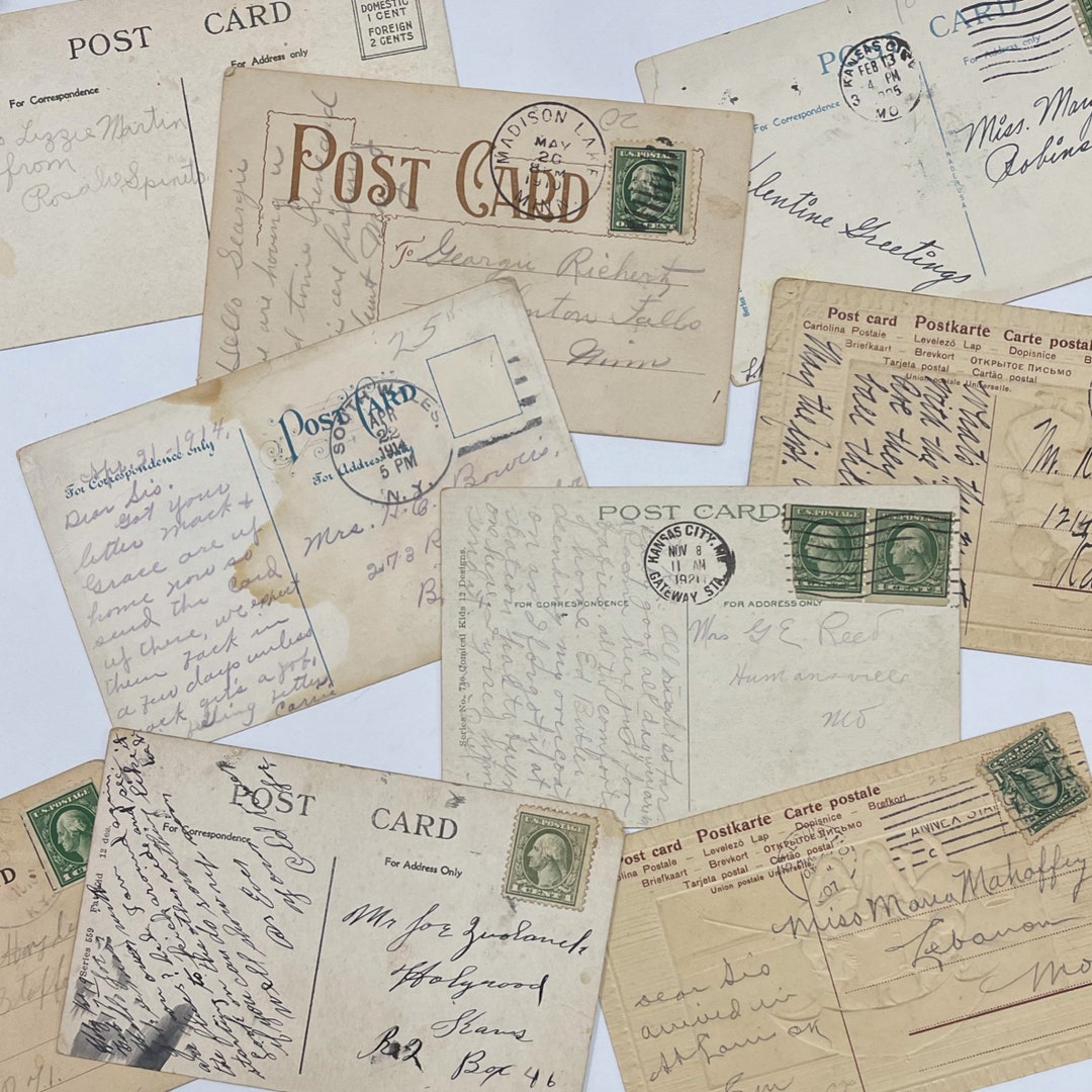 Set of 12 Antique Postcards. Vintage Postcards. Cursive. Beautiful ...