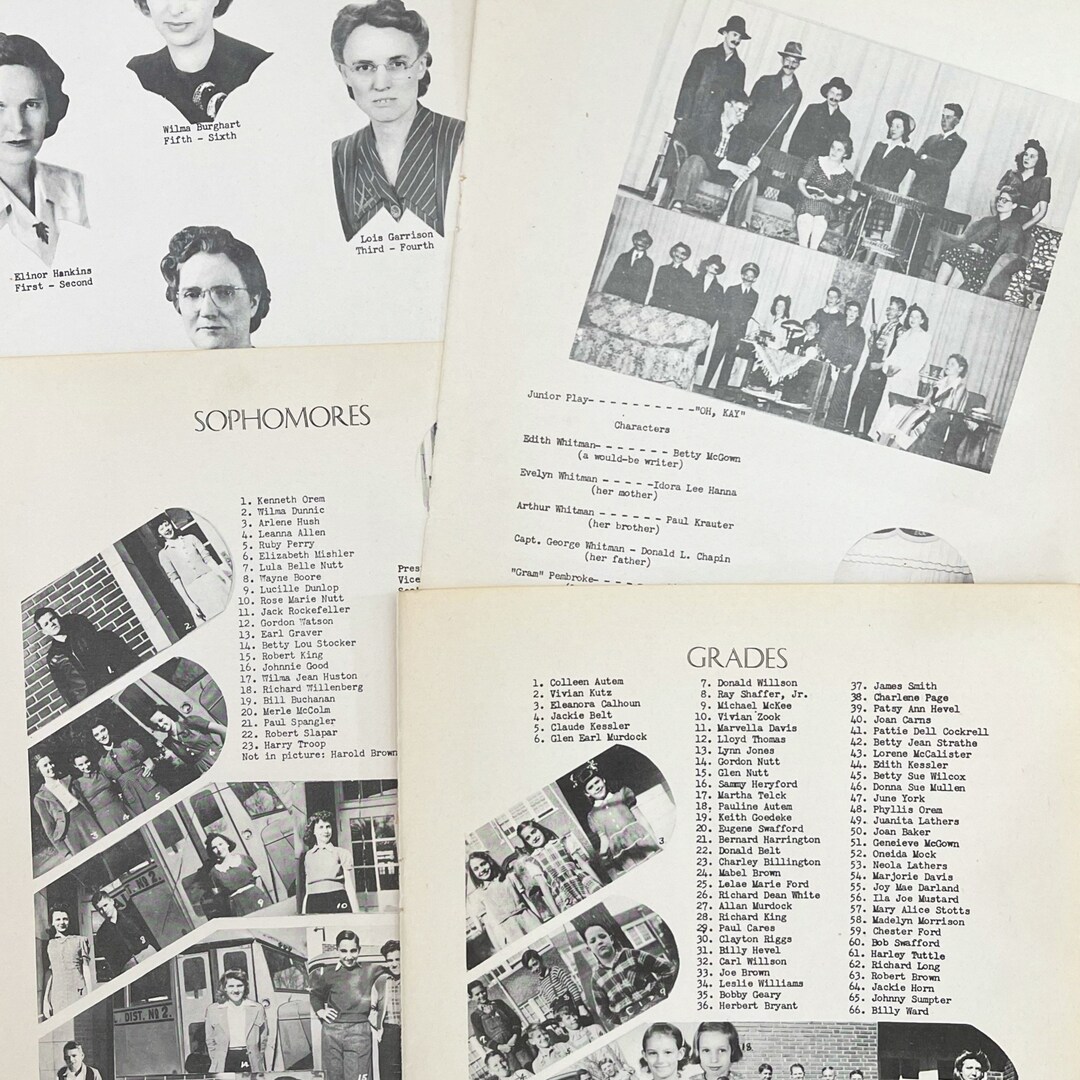 Set of 6 Pages. 1943 High School Yearbook. Mccune Kansas. the Eagle ...