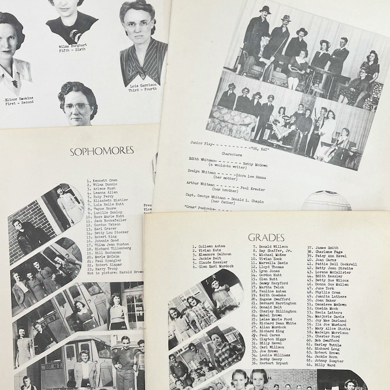 Set of 6 Pages. 1943 High School Yearbook. Mccune Kansas. the - Etsy