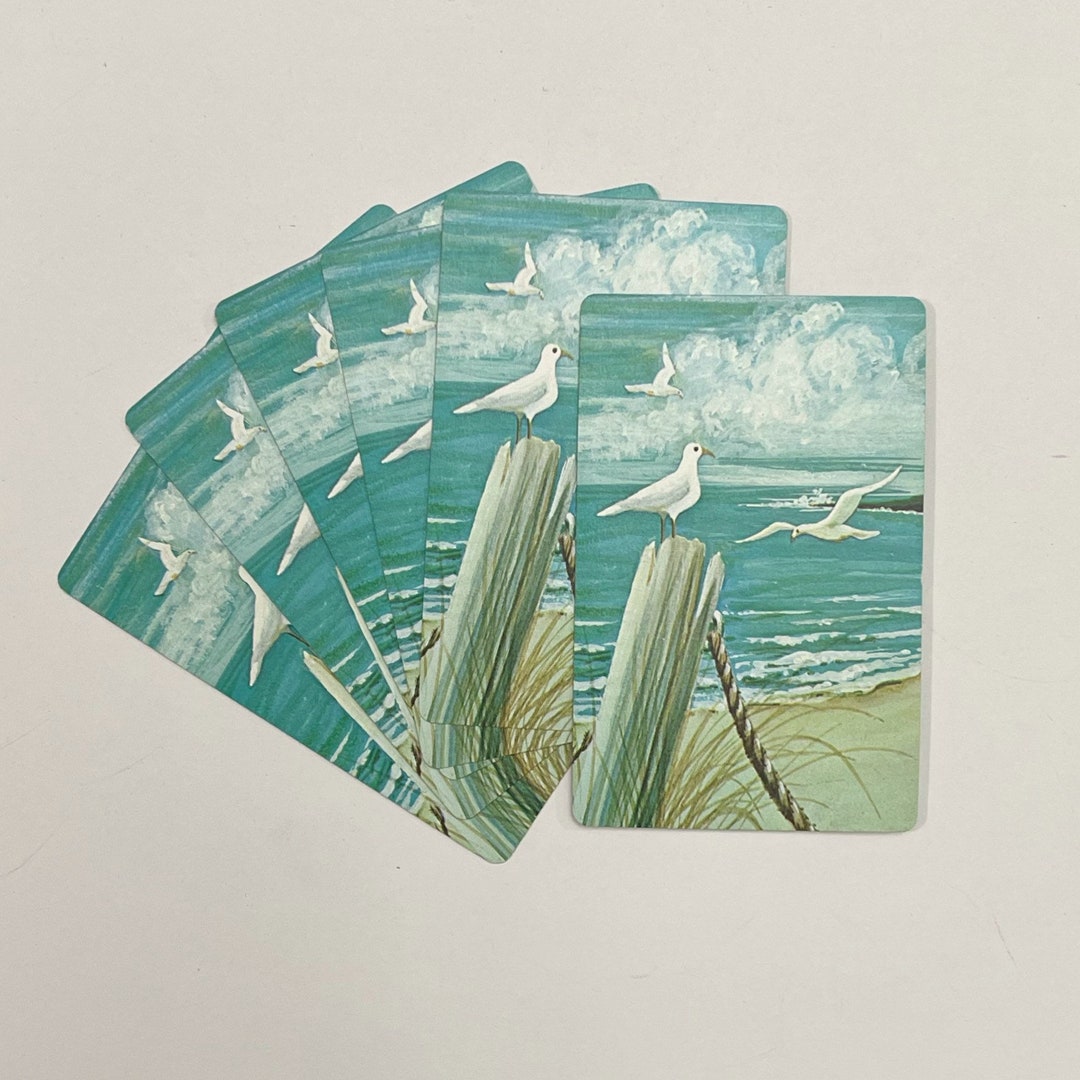 Set of 6 Vintage Playing Cards With Seagulls. Florida. Beach. Sand ...