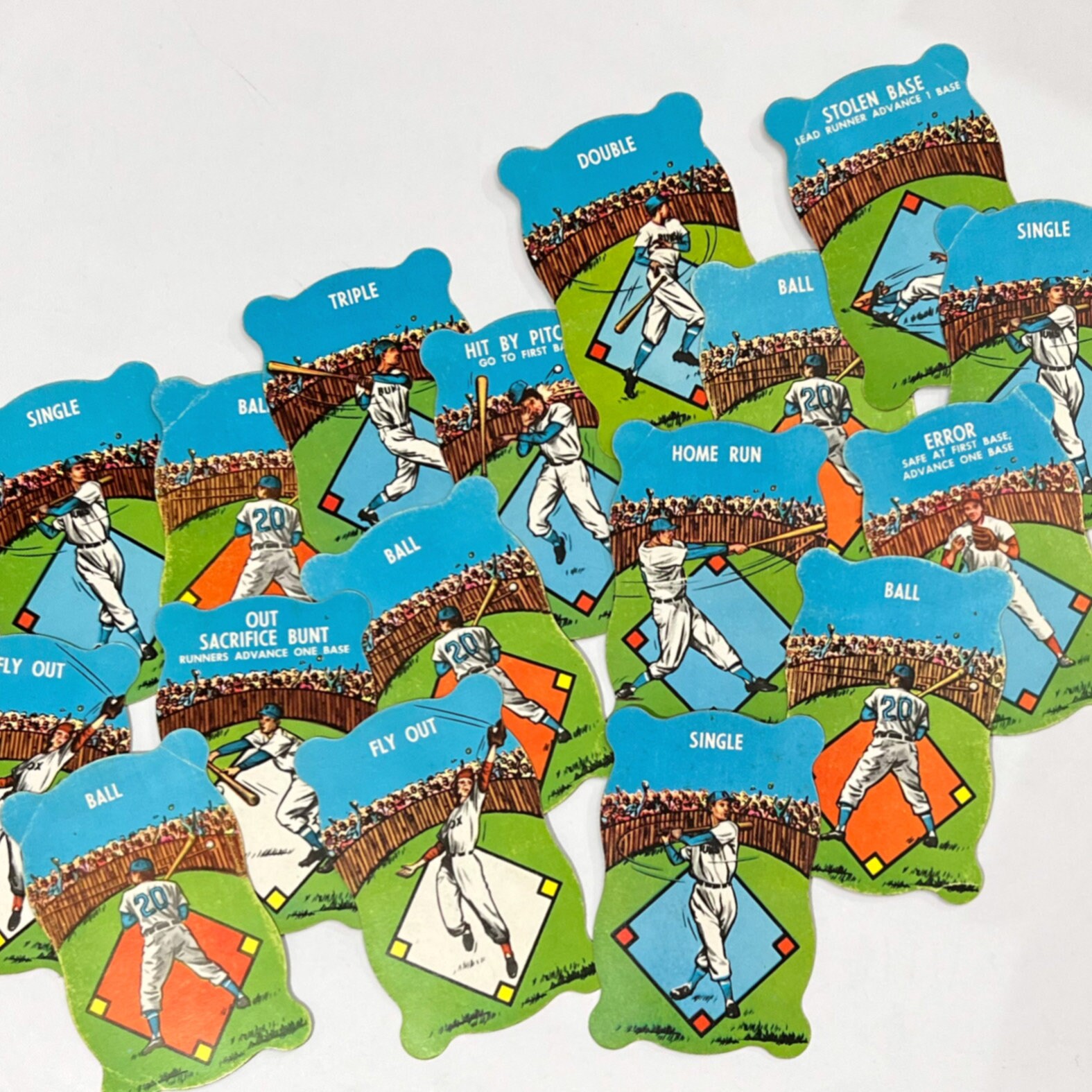 Set of 6 Vintage Baseball Game Cards. Strike. Ball. Home Run. Pitcher ...