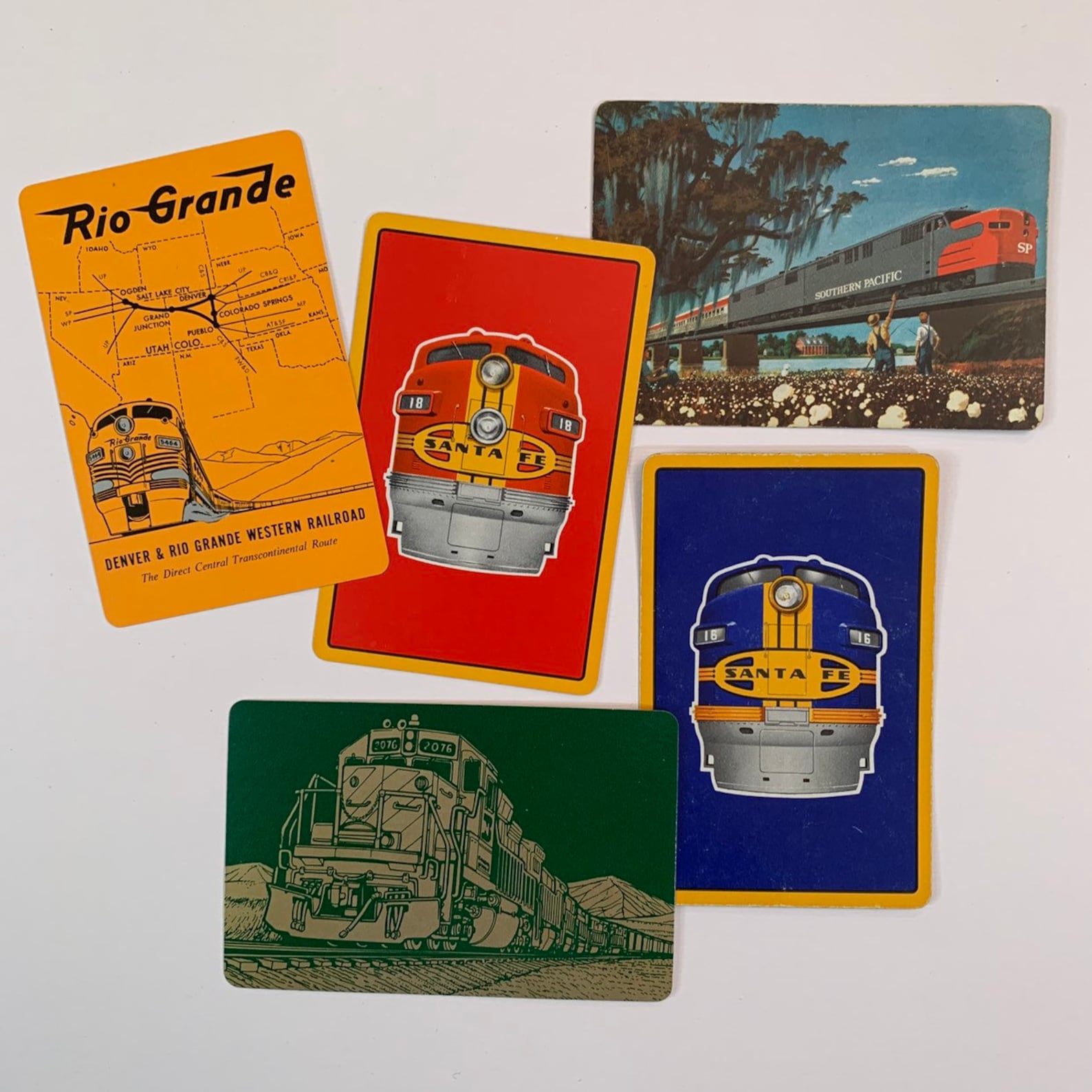 Set of 5 Railroad Train Playing Cards. Santa Fe. Rio Grande. - Etsy