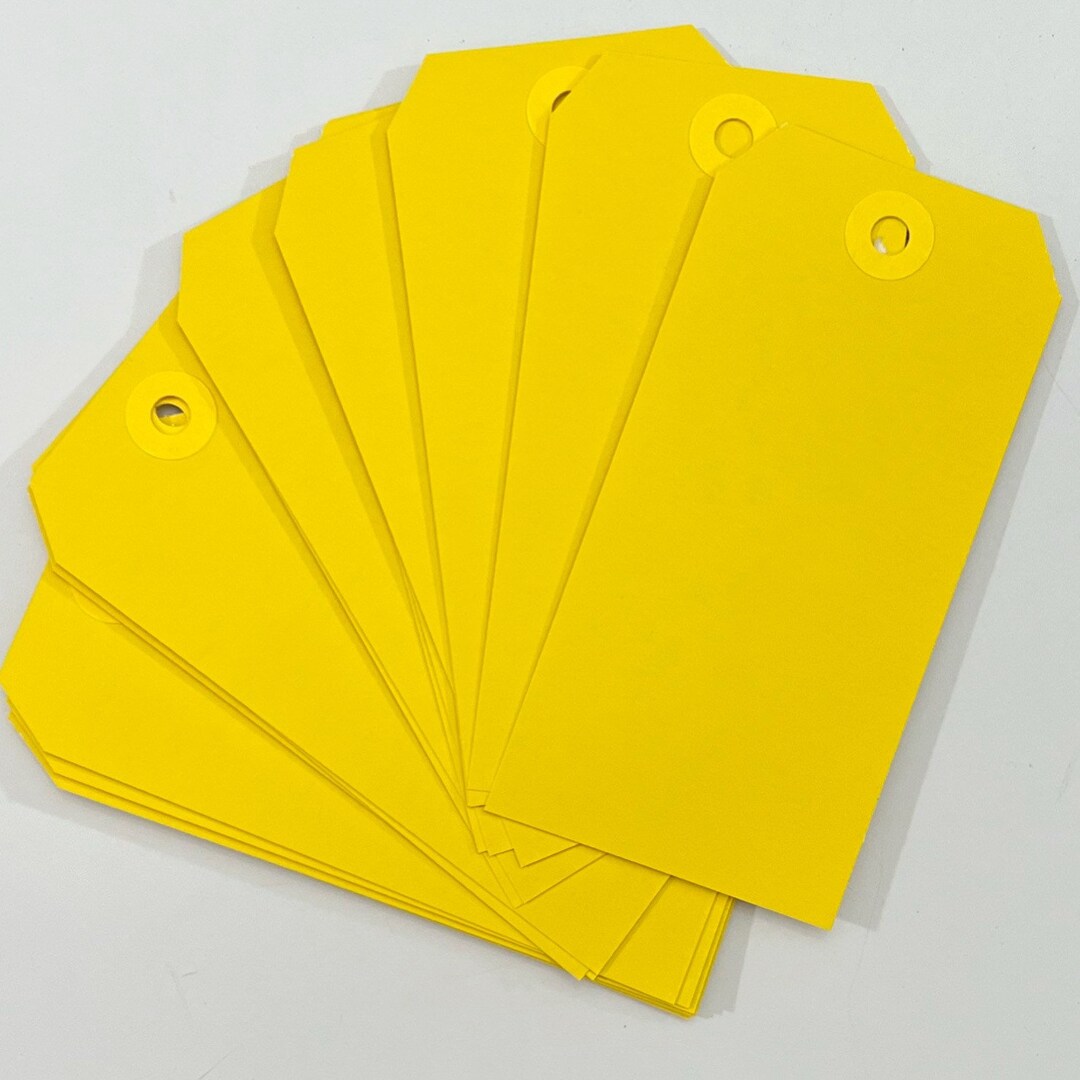 Set of 12, Size 5, Yellow Paper Shipping Tags. Junk Journal Supply ...