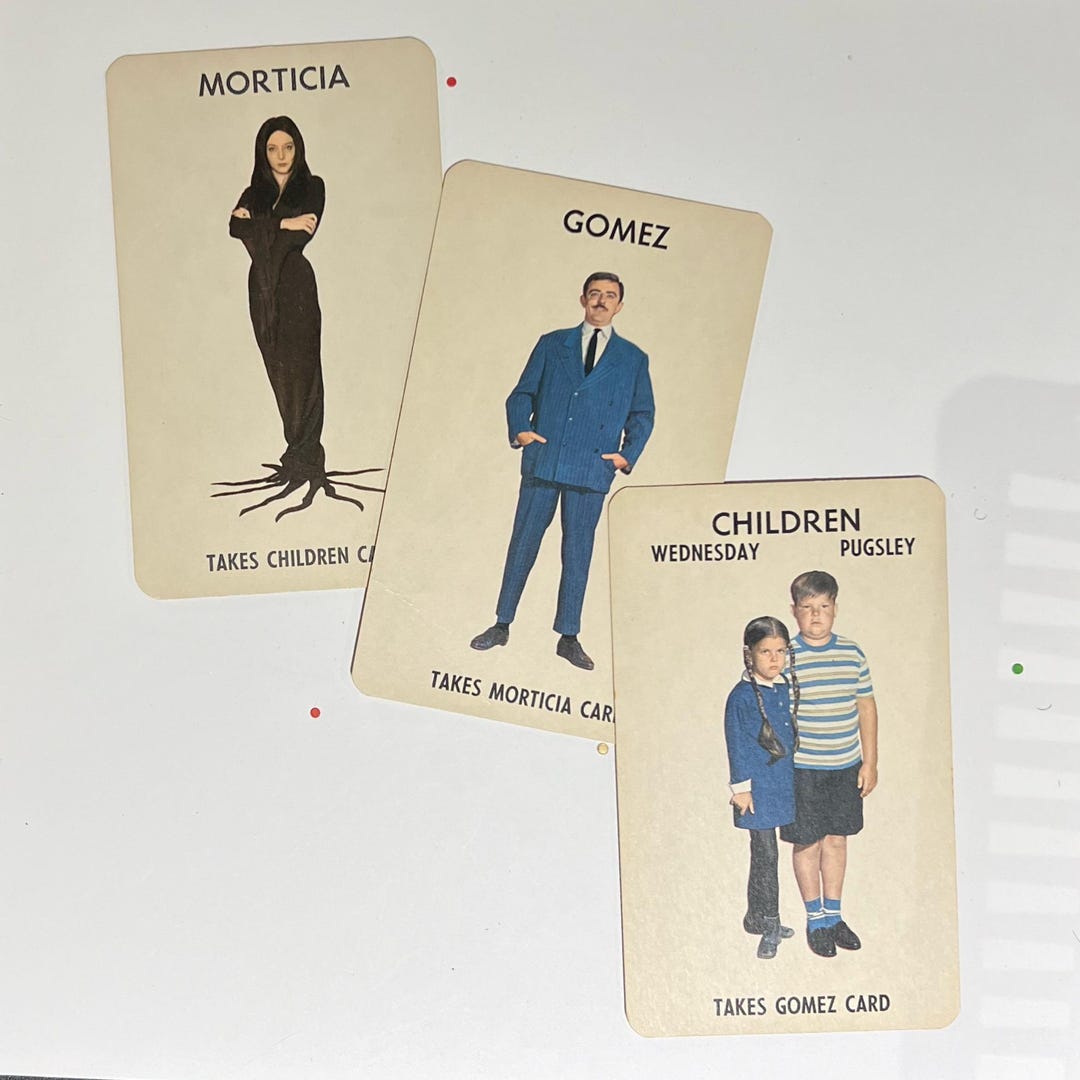 Set of 3. Vintage Addams Family Game Cards. Morticia. Gomez. the ...