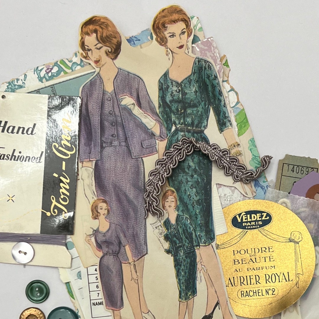Classy Lady! 1960s Fashion. 24 Piece Ephemera Kit. Purple. Teal. Form ...