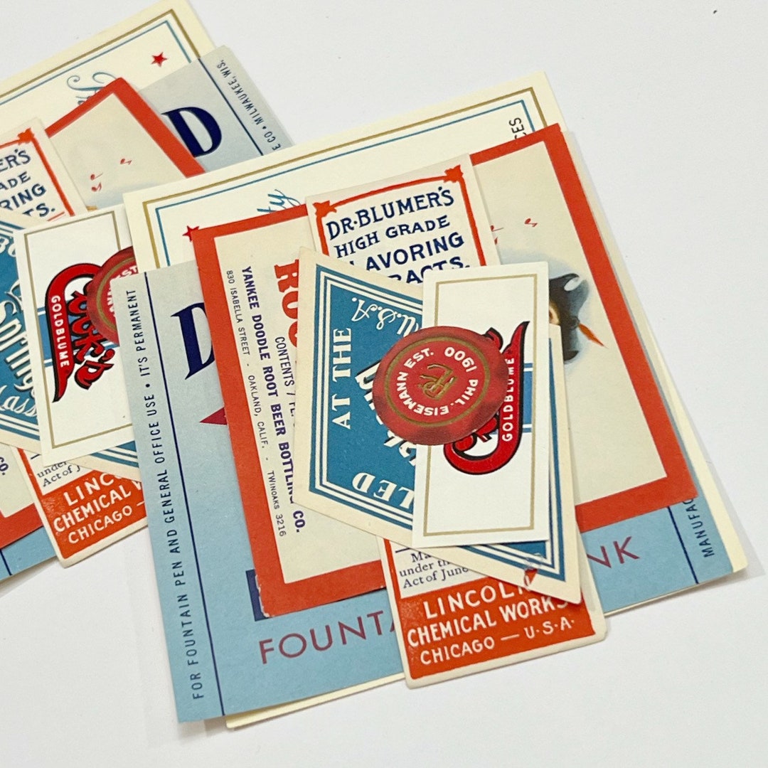 Set of 7 Different, NOS Red White Blue Labels. Patriotic. Yankee Doodle ...