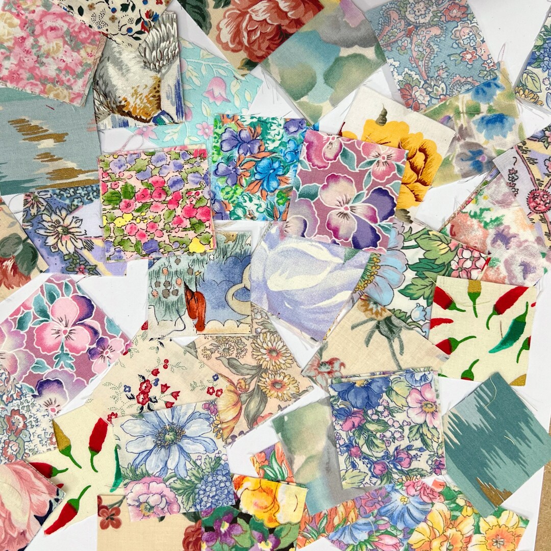 Vintage Cotton Fabric Squares. 2 Charm Pack. Florals.novelty. Junk ...