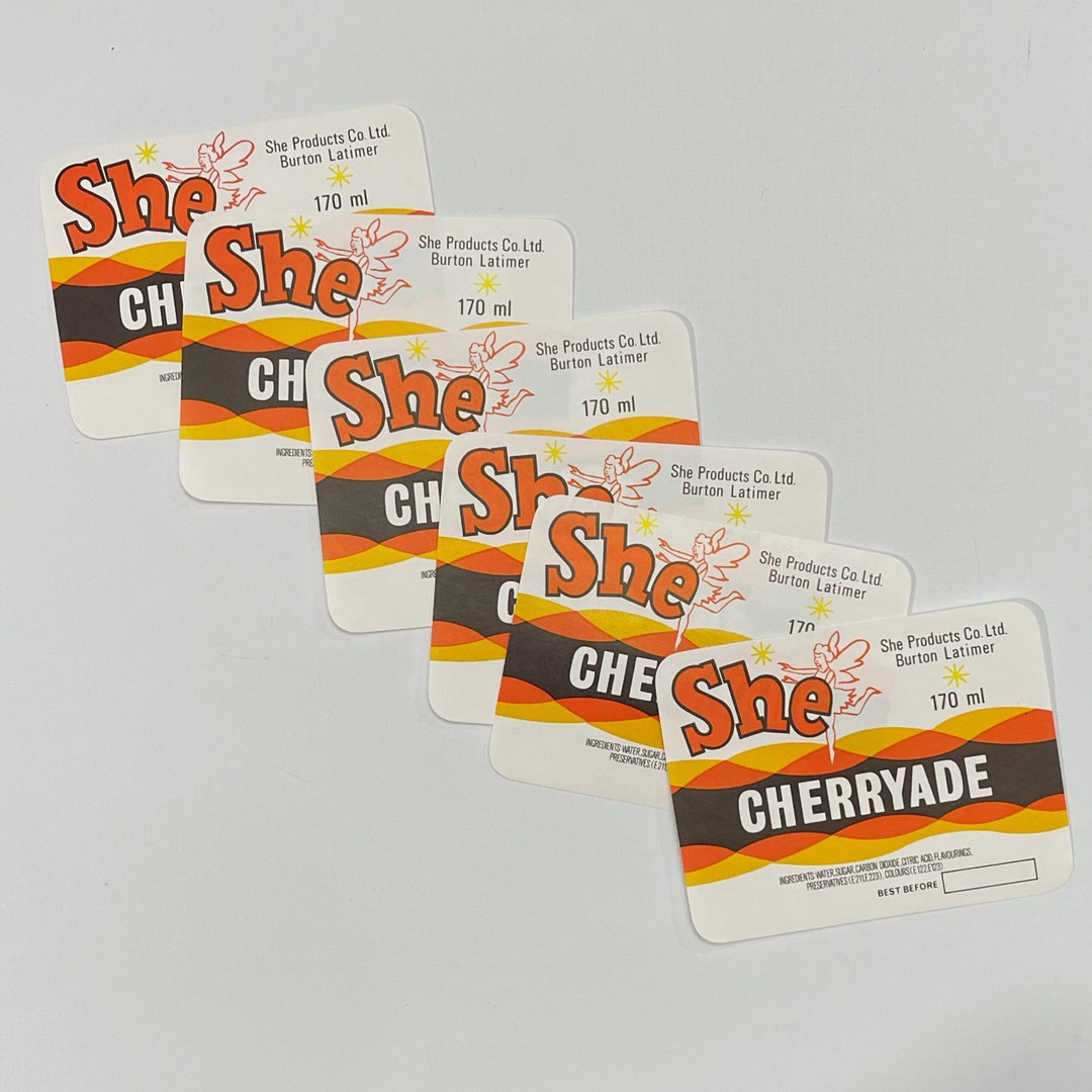 Set of 6 NOS Vintage Cherryade She Drink Labels. Orange. Black. Junk ...