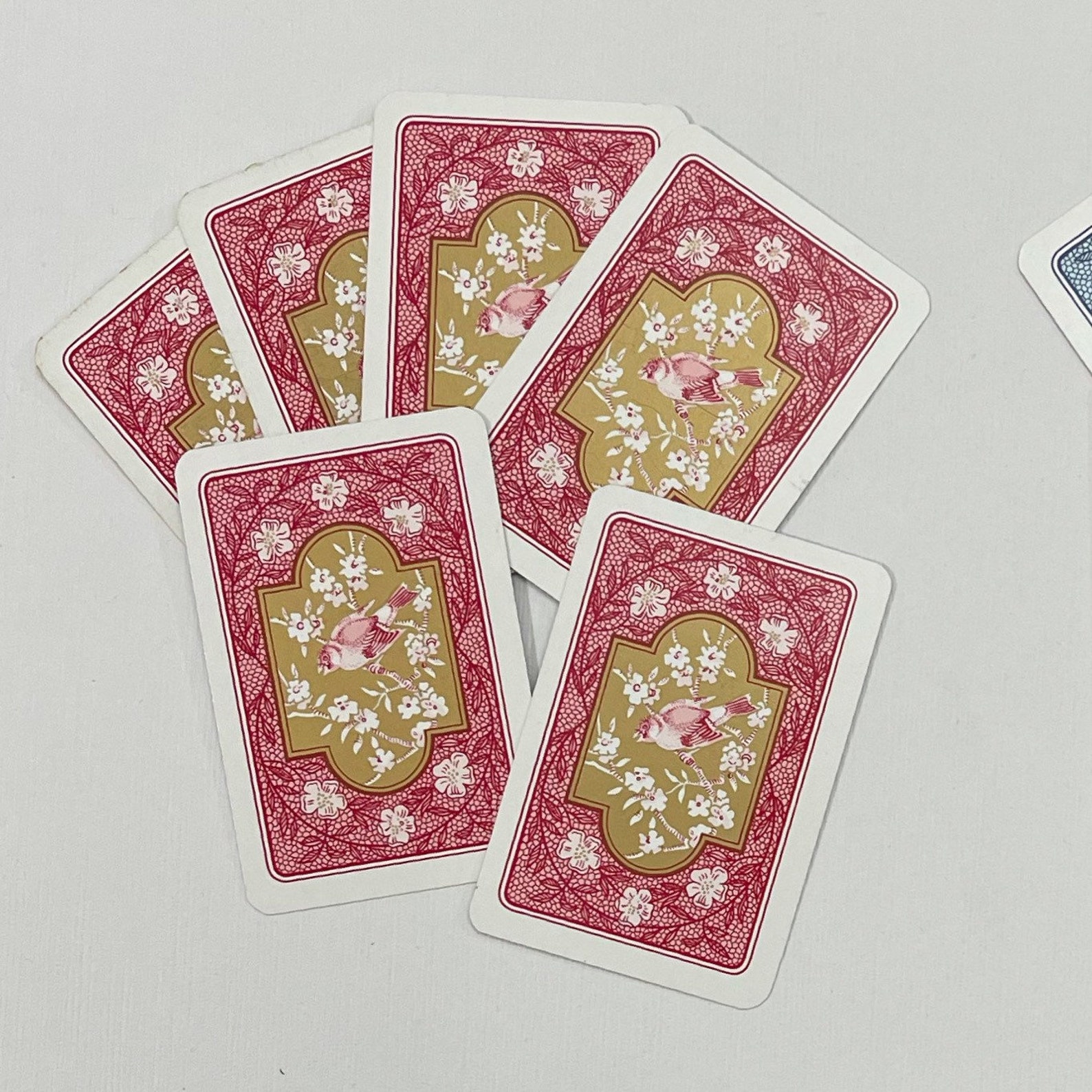 Set of 6 Pretty Miniature Playing Cards with Birds. Blue. | Etsy