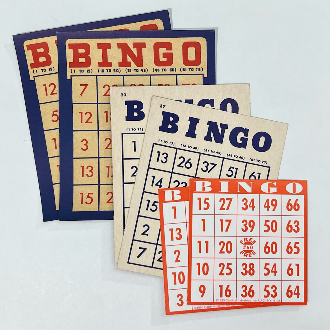 Set of 6 Vintage Red, White and Blue Bingo Cards. Patriotic. Military ...
