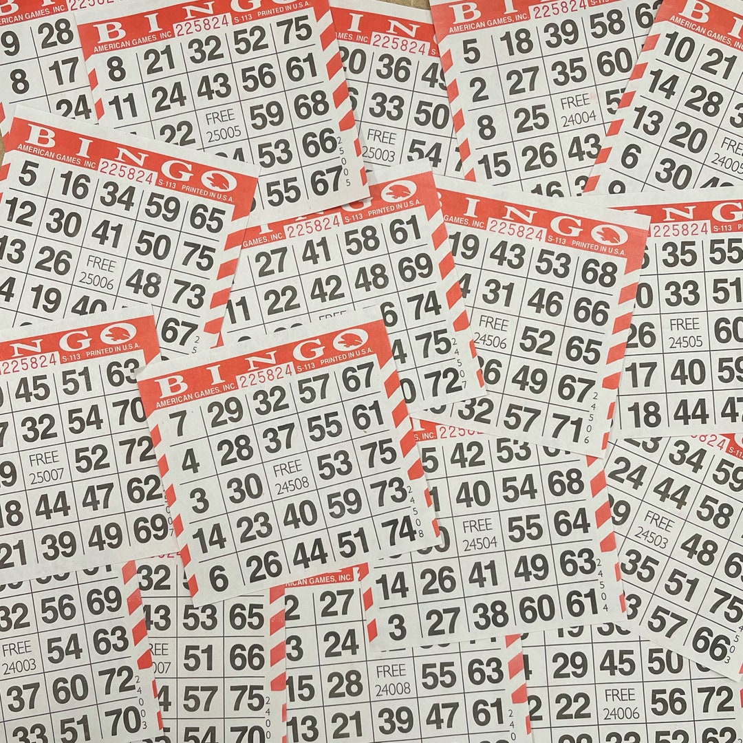 Set of 24 Red Striped Bingo Sheets. Candy Cane. Christmas. Junk Journal ...