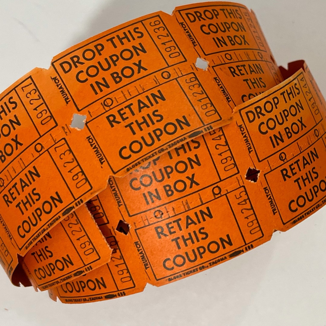 Set of 10 Double Tickets. Orange. Vintage Tickets. NOS. Junk Journal ...