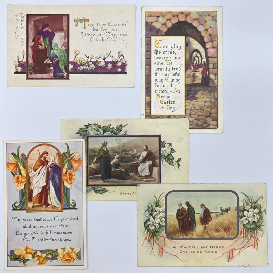 Five Religious, Vintage, Whitney Easter Postcards With Jesus, Mary and ...