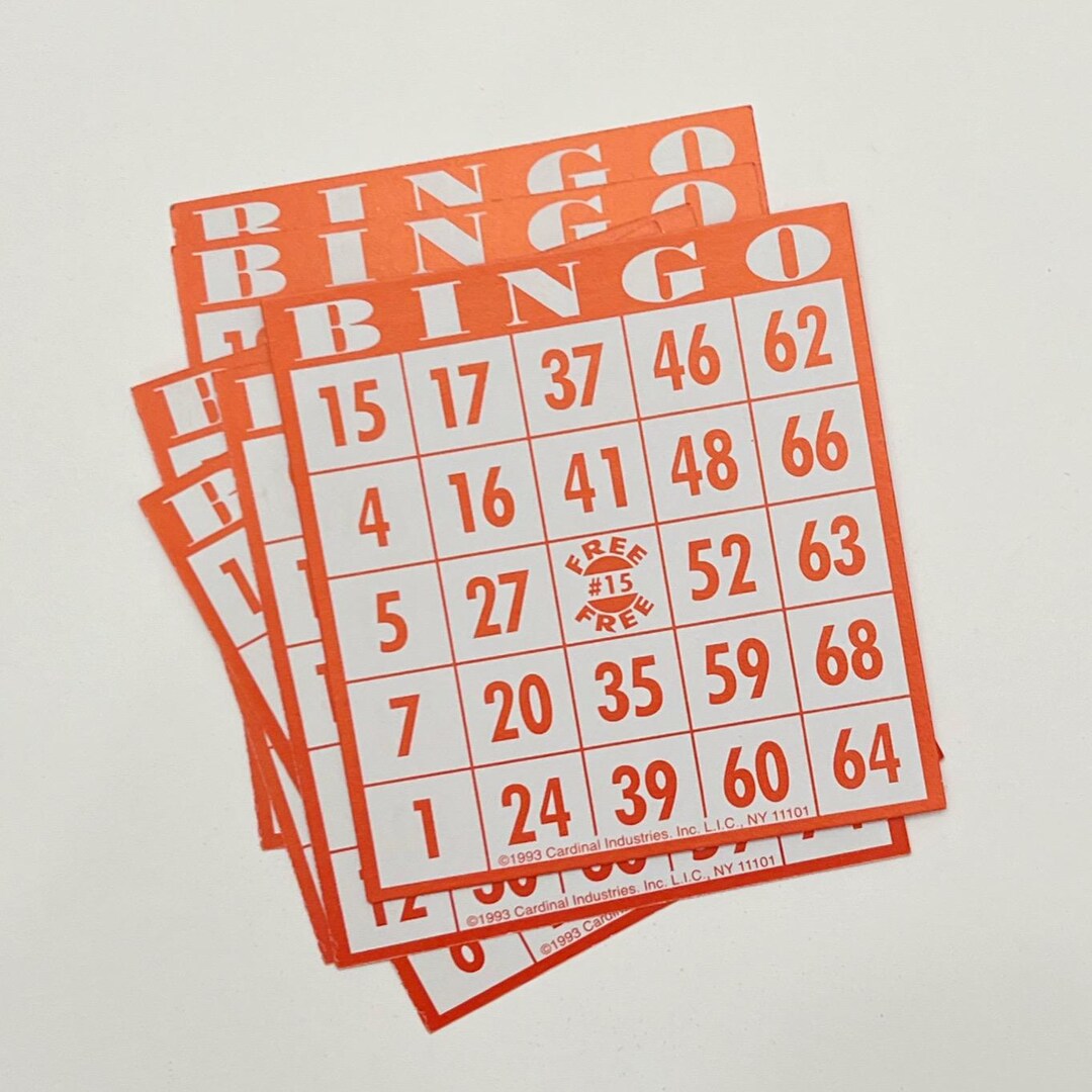 Set of Six, Red Bingo Cards. Banner Cards. Display Card. Junk Journal ...
