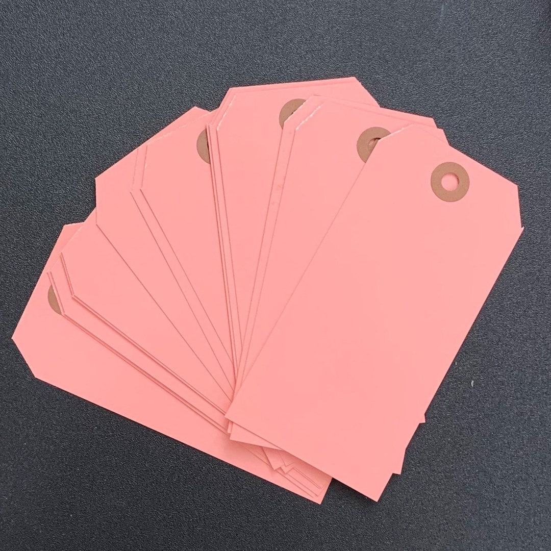 Set of 12 Pink Paper Shipping Tags. 4.75” by 2.25”. Junk Journal Supply ...