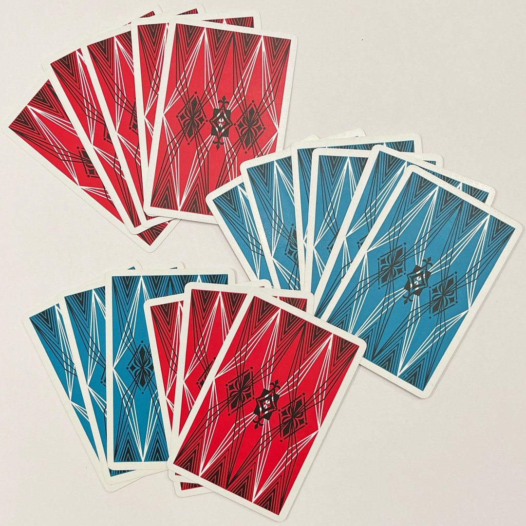 Set of Six Vintage Playing Cards. Red. Blue. Junk Journal Supply - Etsy