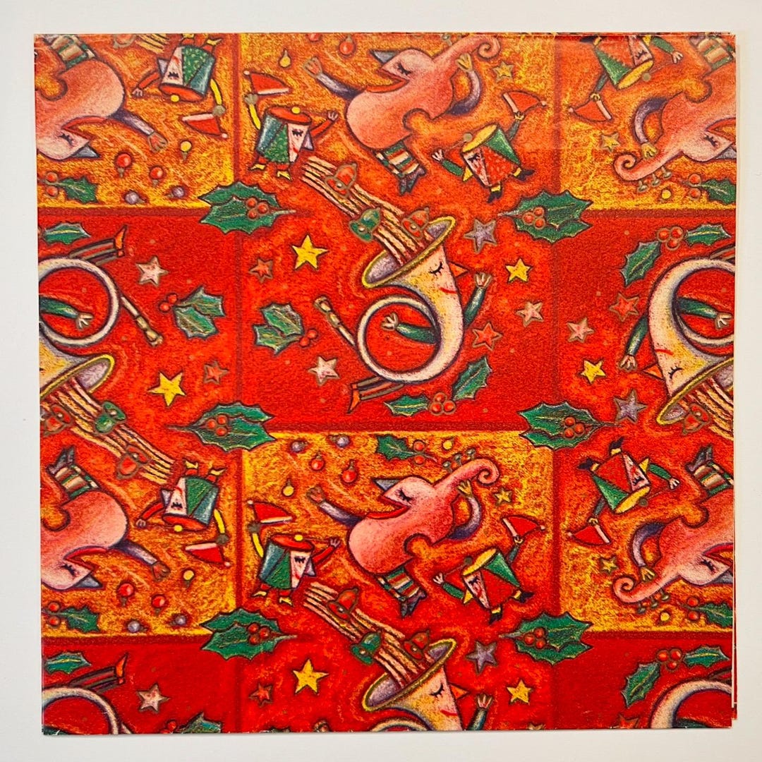 New Old Stock Christmas Gift Wrap. Musical Instruments. Anthropomorphic ...