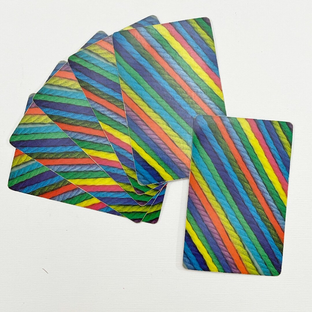 Knit One, Purl Two! Vintage Playing Cards With Yarn. Blue. Green ...