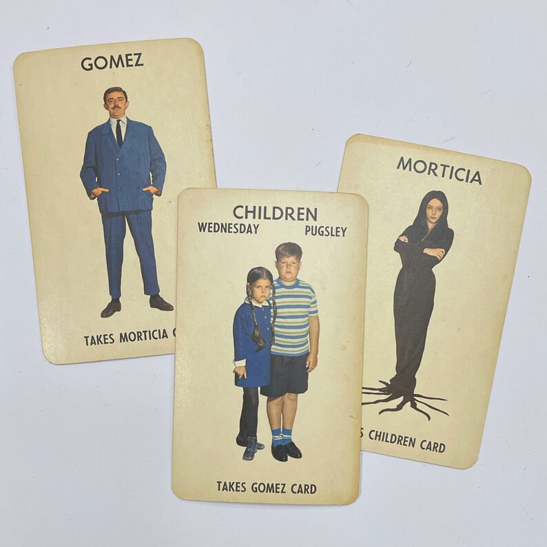 Set of 3. Vintage Addams Family Game Cards. Morticia. Gomez. the ...