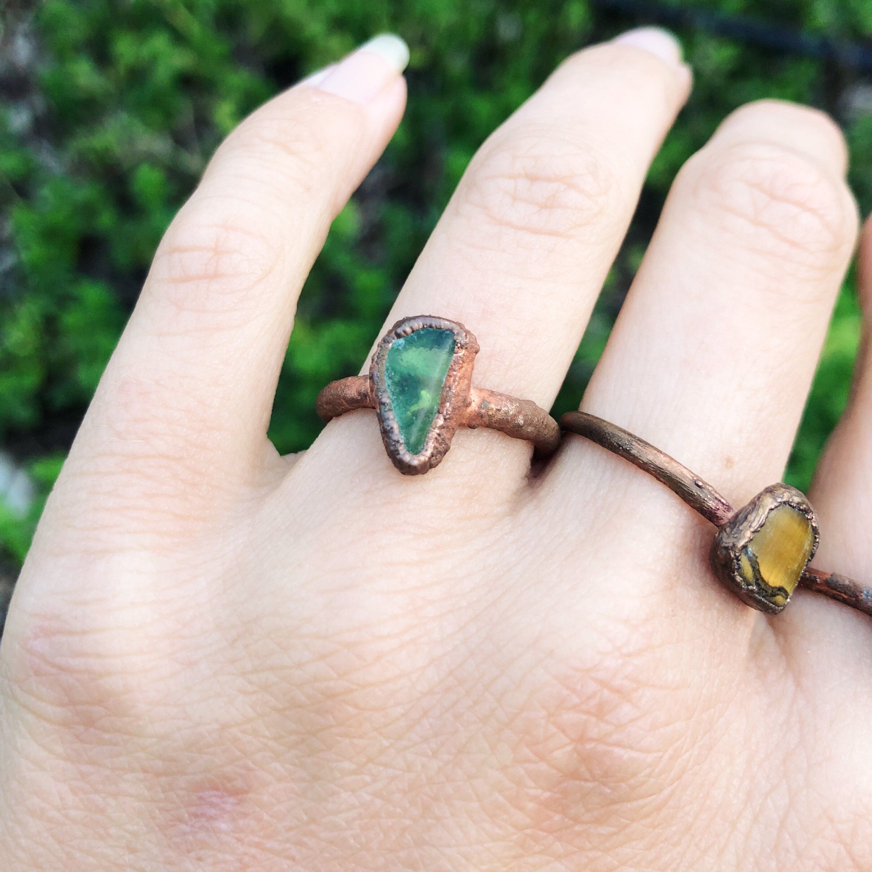 RINGS Gemstone Crystal Sea Glass Rings - Etsy