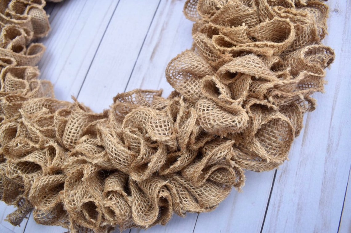 Natural Burlap Wreath Burlap Ruffle Wreath - Etsy