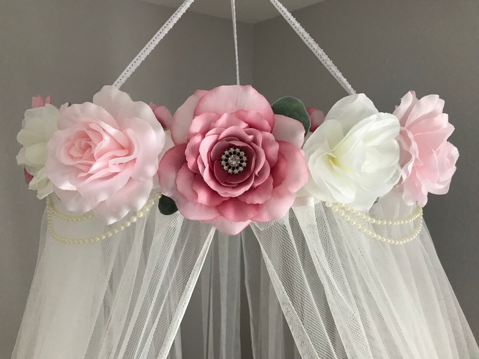 Rhinestone Flower Canopy, Bed Canopy, Floral Canopy, Flower Canopy ...