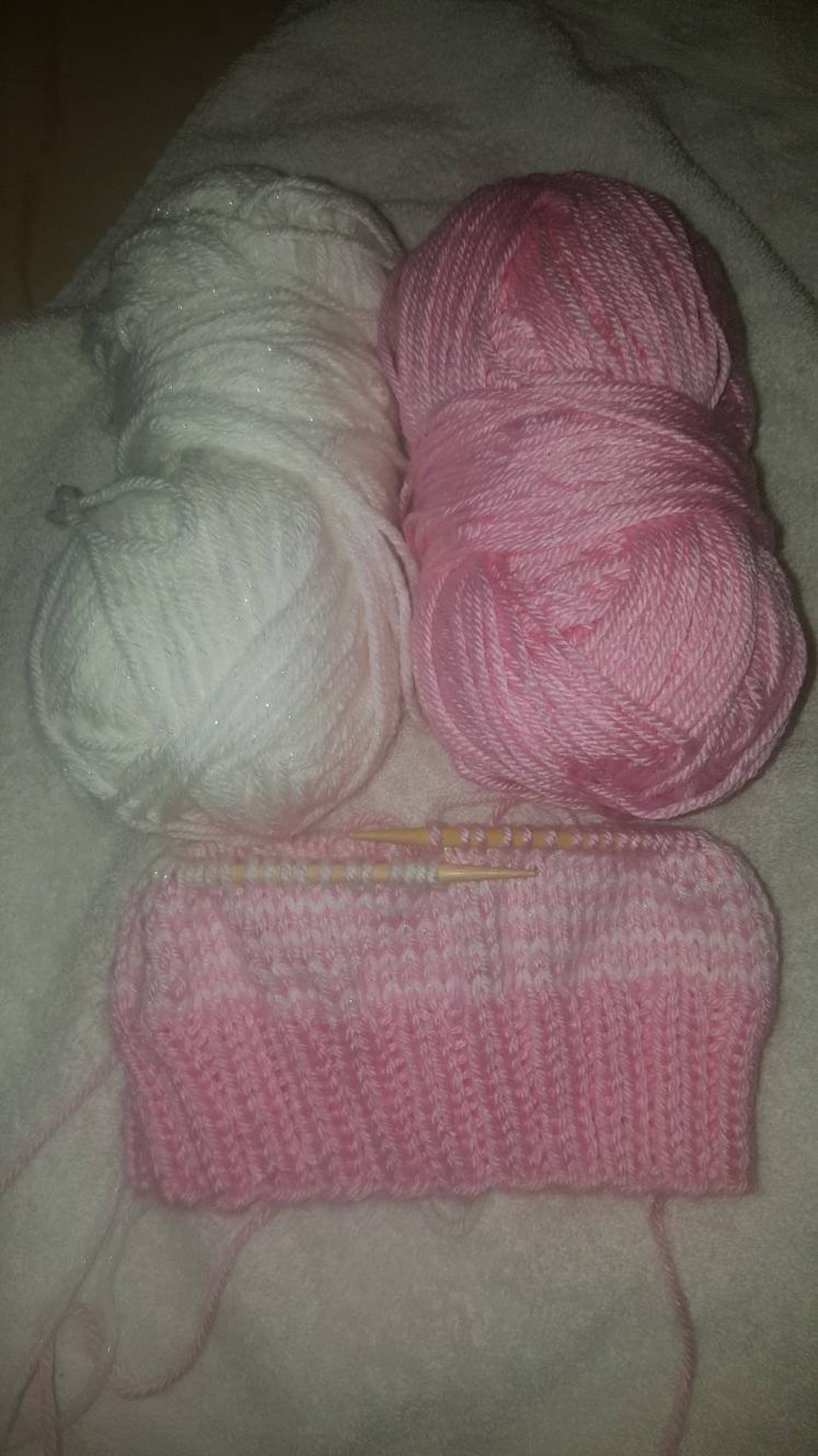 Ready to Ship Pink and White Slouchy Beanie, Adult, Knit Beanie Hat ...