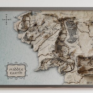 LOTR the Realm of Middle Earth Topographic Map Antique Wall Decor Art ...