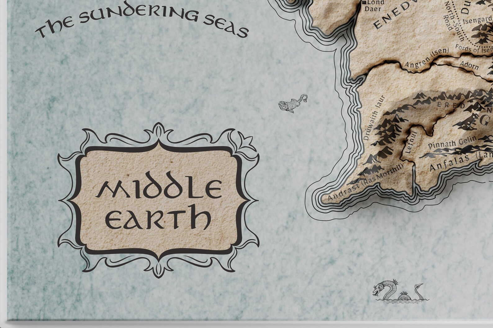 LOTR the Realm of Middle Earth Topographic Map Antique Wall Decor Art ...