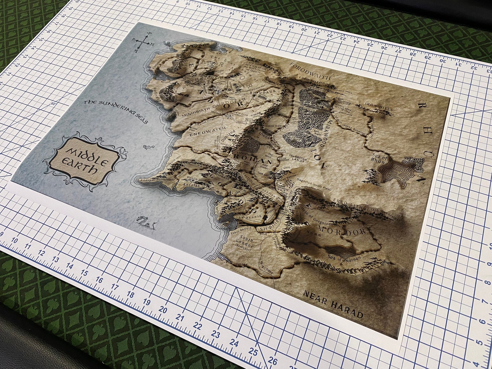 LOTR the Realm of Middle Earth Topographic Map Antique Wall Decor Art ...