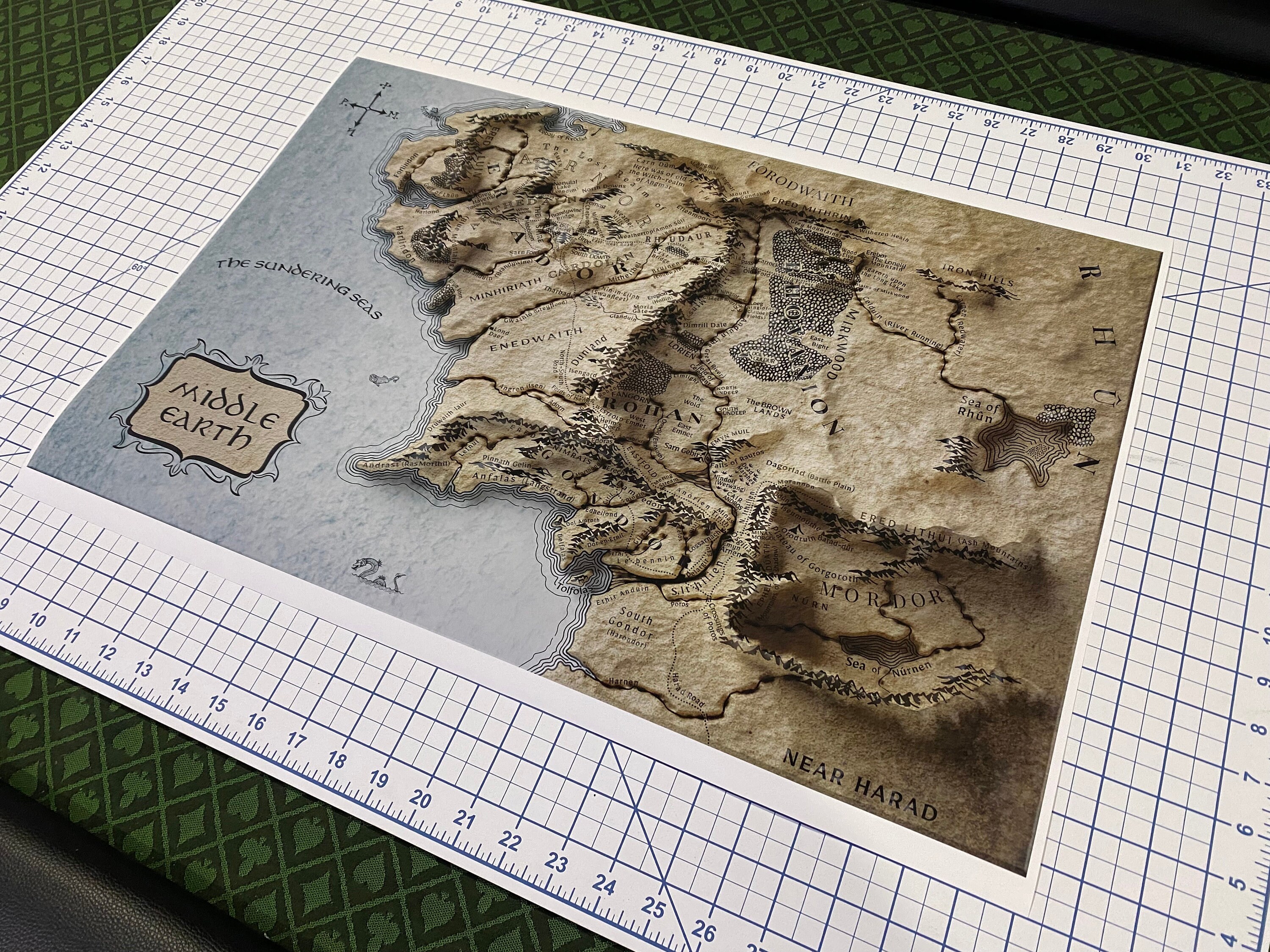 LOTR the Realm of Middle Earth Topographic Map Antique Wall Decor Art ...