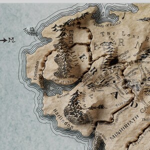 LOTR the Realm of Middle Earth Topographic Map Antique Wall Decor Art ...
