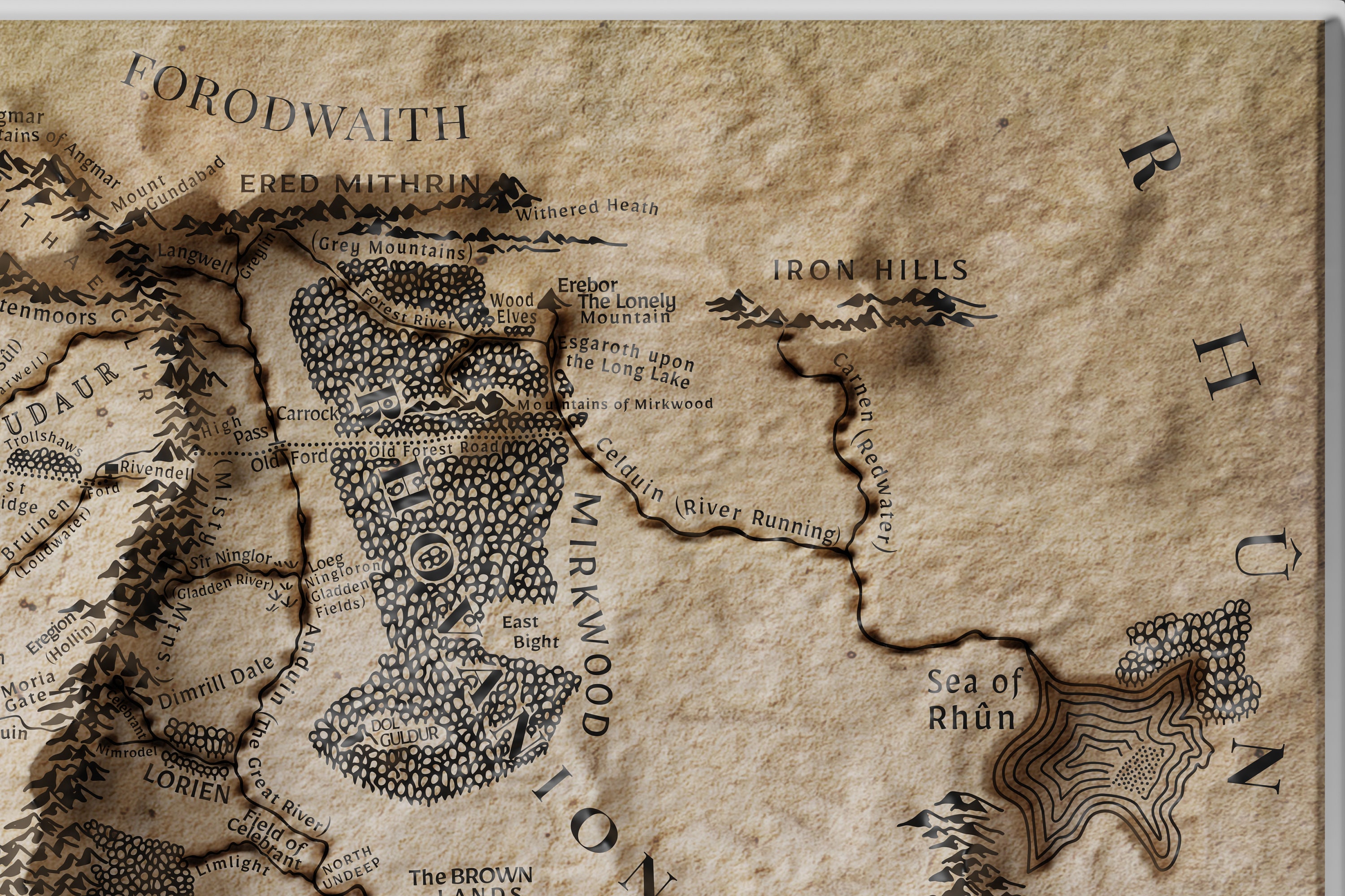 LOTR the Realm of Middle Earth Topographic Map Antique Wall Decor Art ...