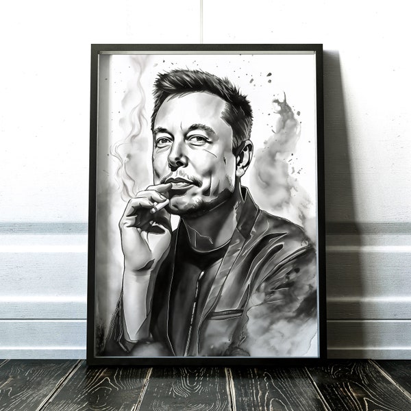 Elon Smoking Art - Etsy